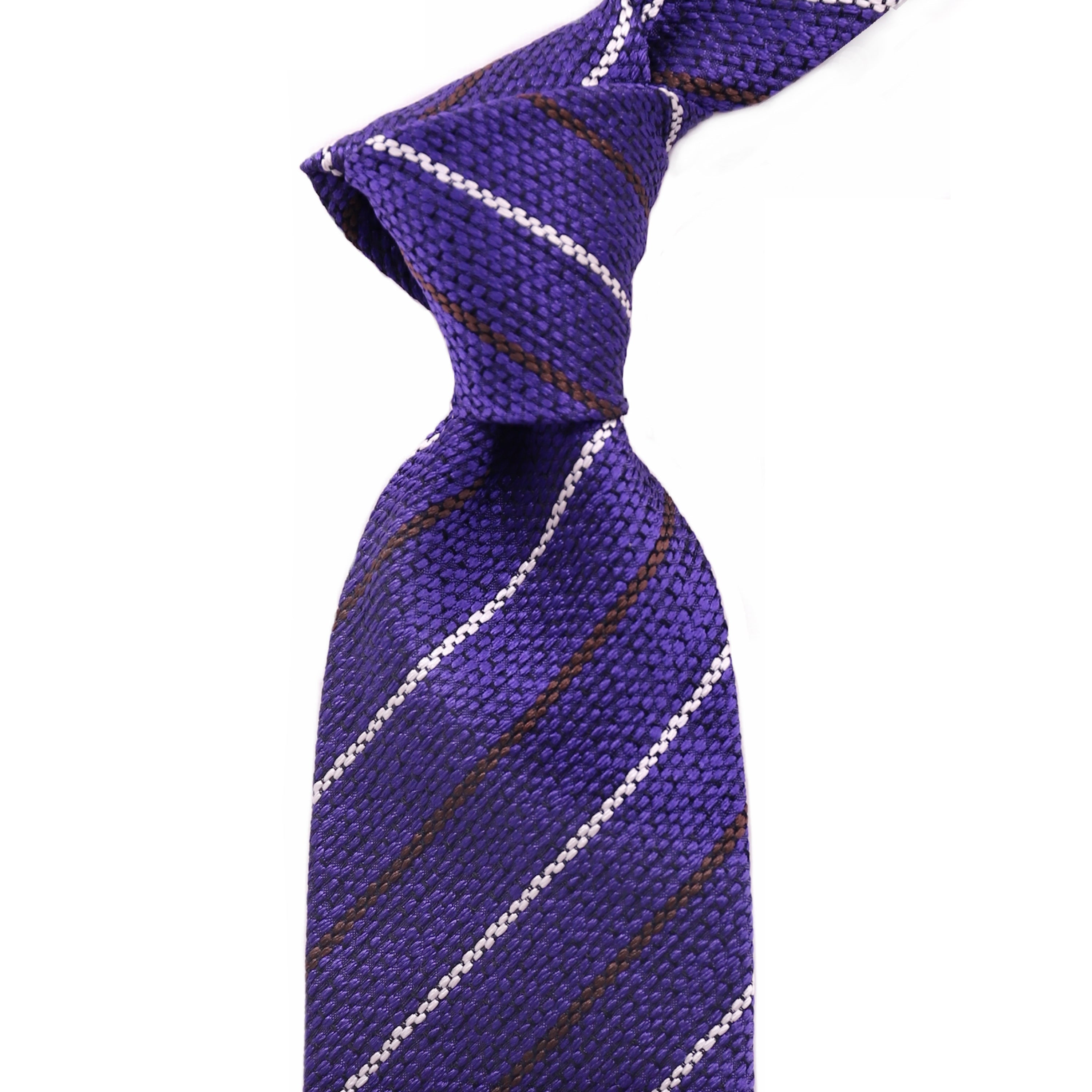 Ermenegildo Zegna Silk Tie Purple With White And Maroon Stripe 21