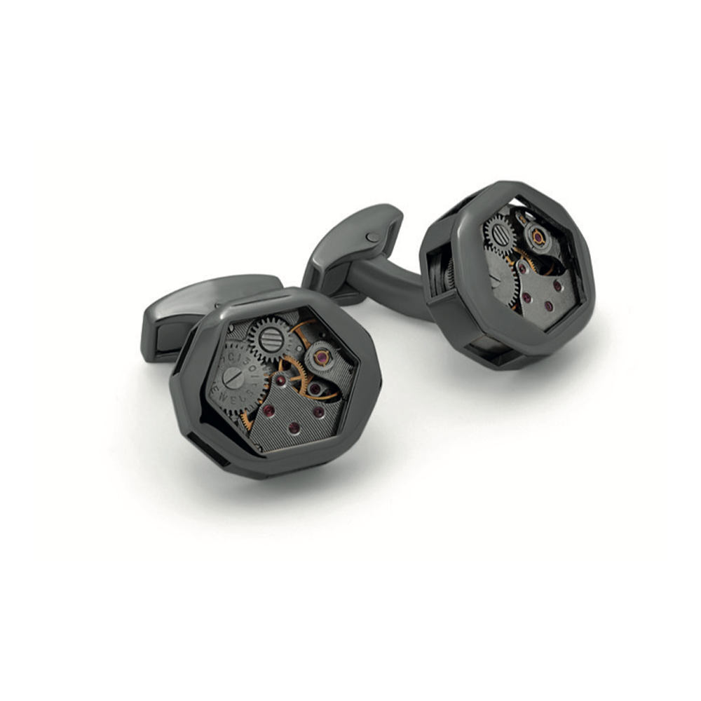 Faceted Skeleton Gear Cufflink - Tateossian
