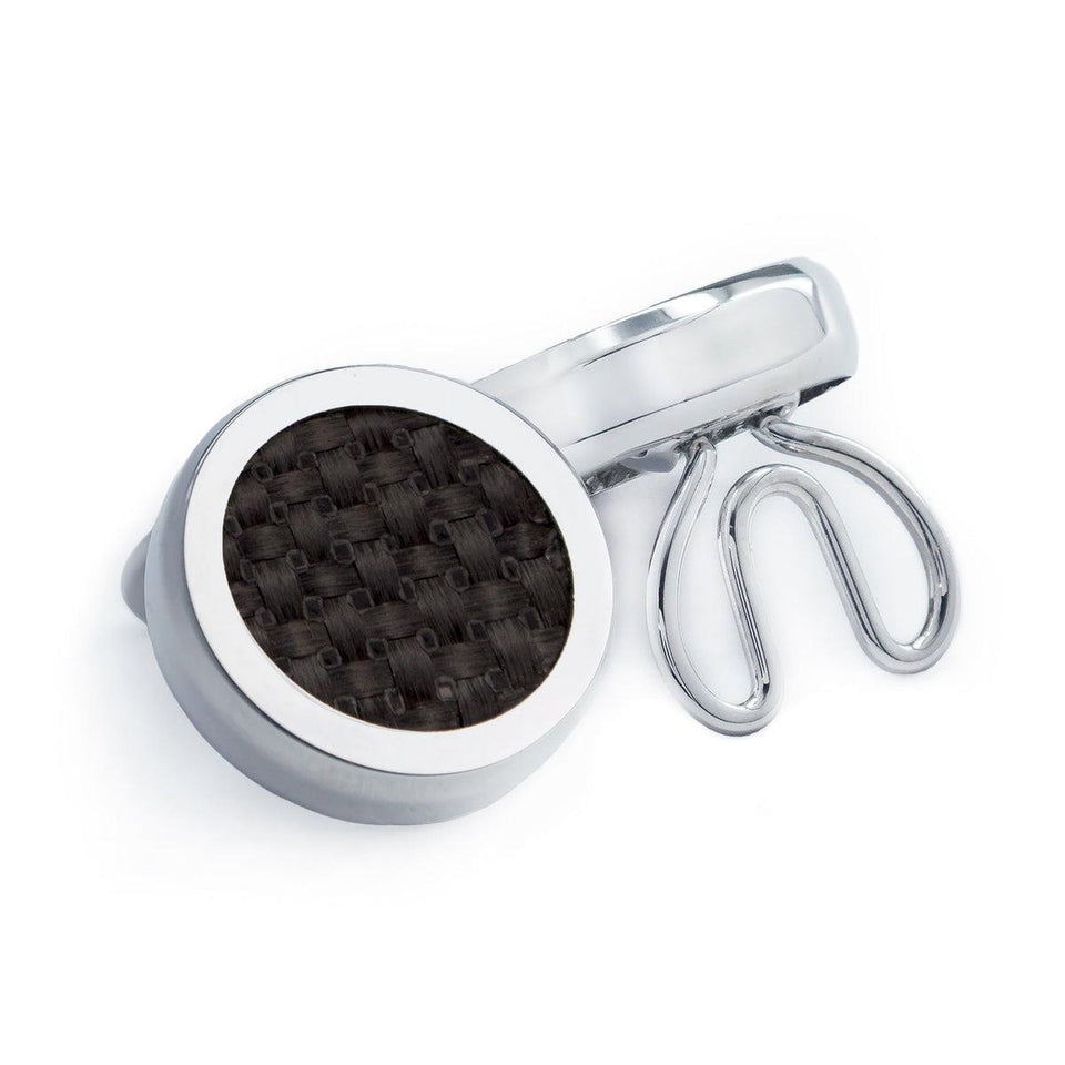 Round Black Real Carbon Fibre Button Covers