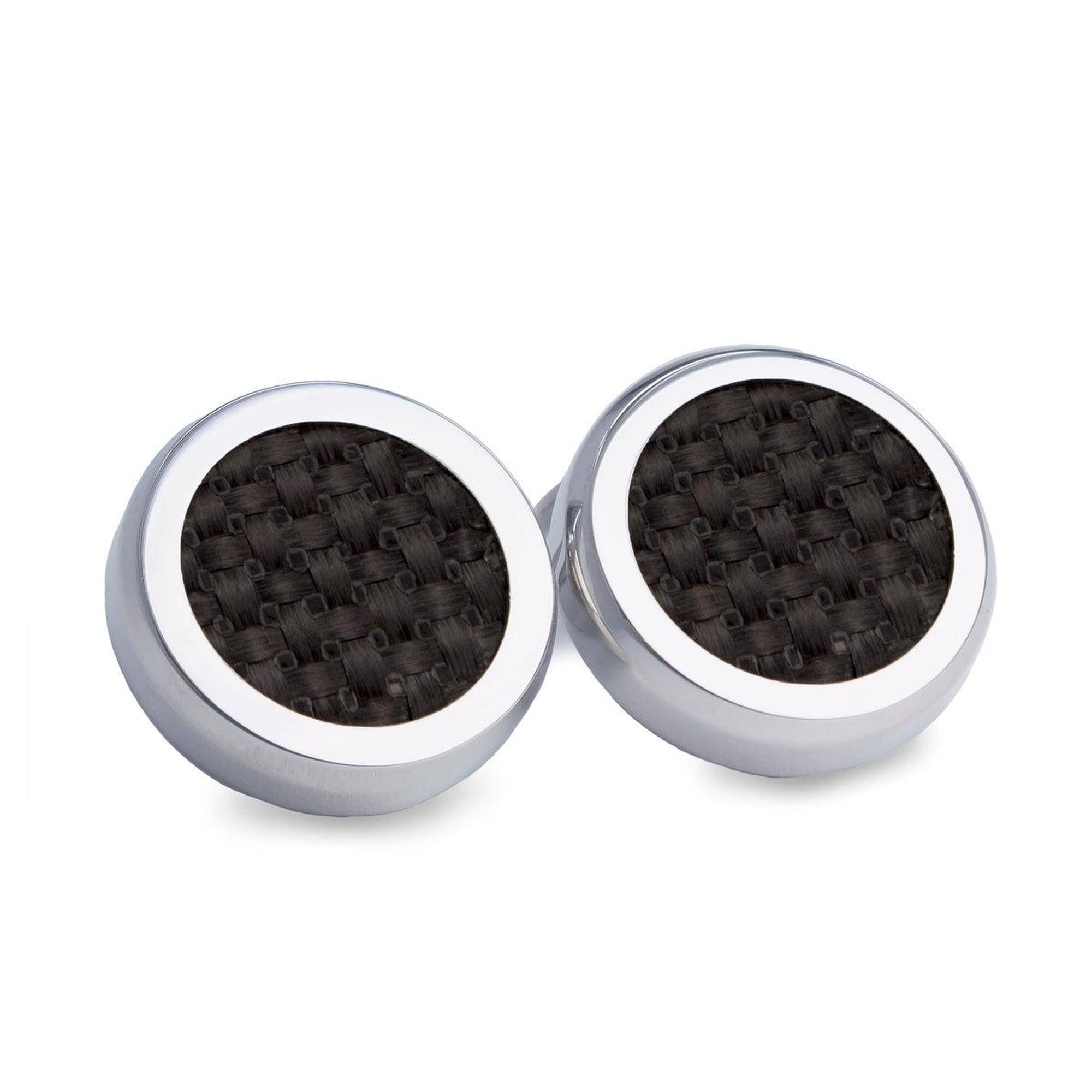 Round Black Real Carbon Fibre Button Covers